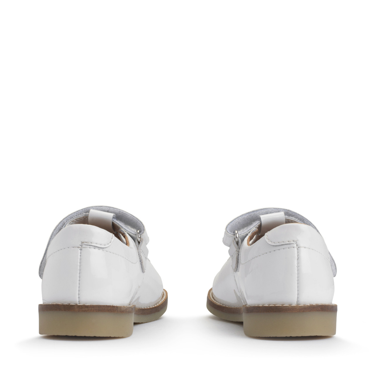 Luxe, White patent girls T-bar rip-tape classic shoes