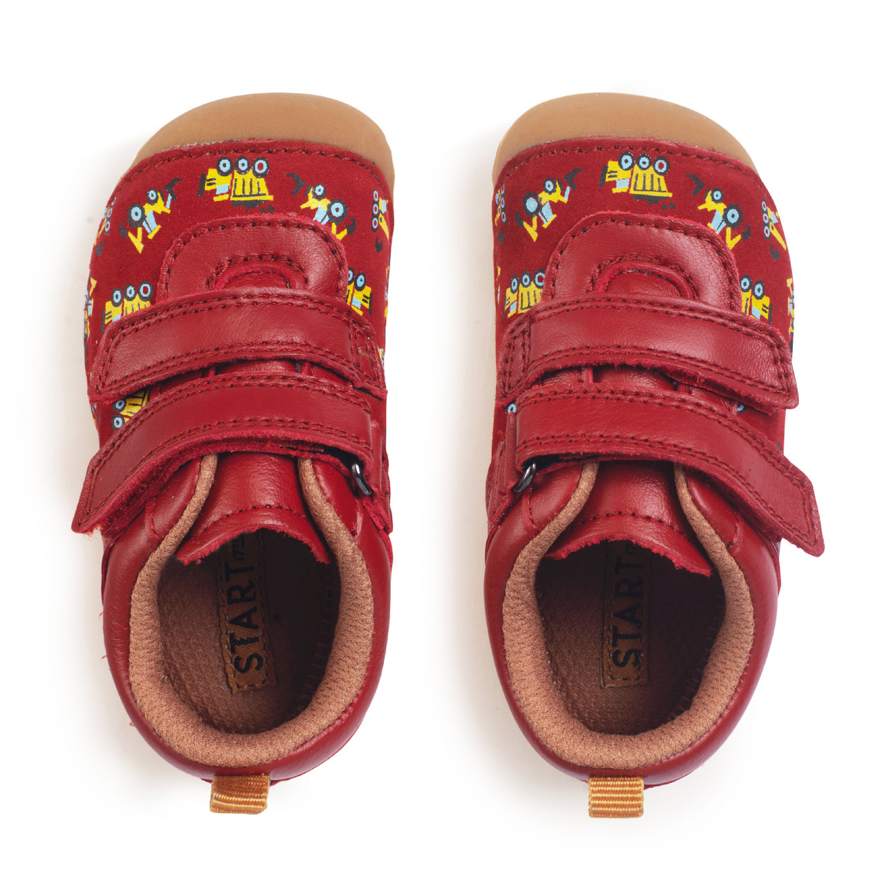 Little Smile, Red digger leather/nubuck rip-tape baby pre-walkers
