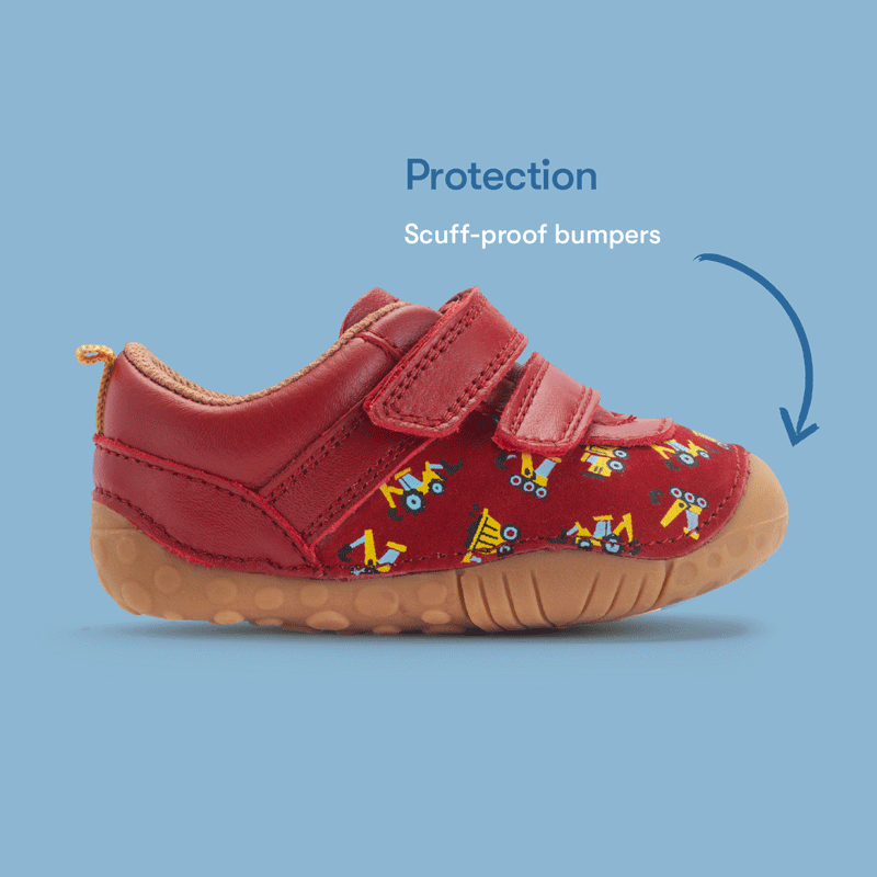 Little Smile, Red digger leather/nubuck rip-tape baby pre-walkers