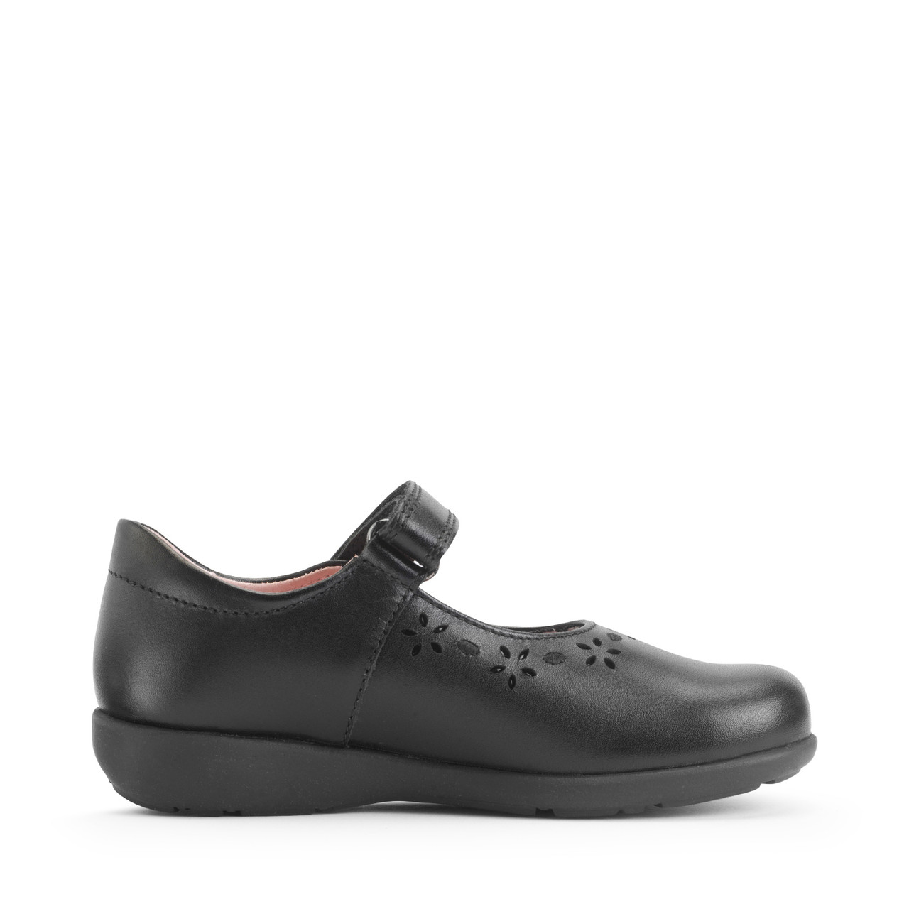 Emily, Black leather rip-tape girls school shoes - Start-Rite