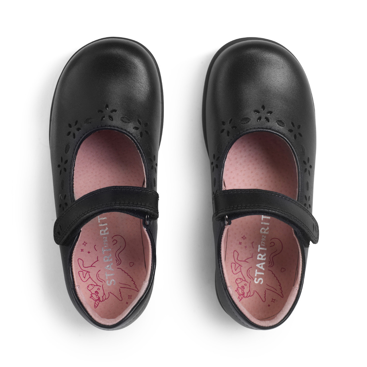 Emily, Black leather rip-tape girls school shoes - Start-Rite