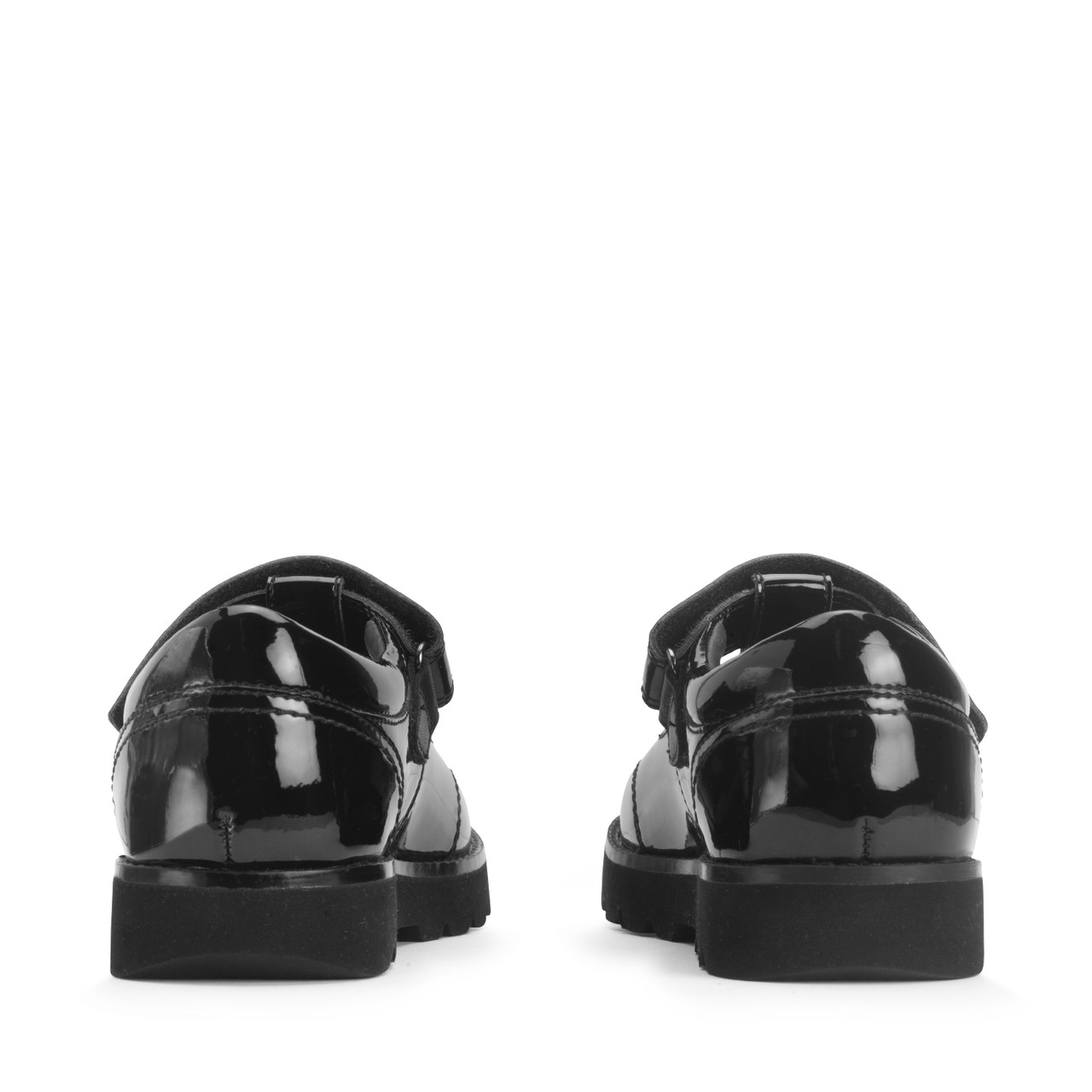 Locket, black patent girls t-bar rip-tape school shoes