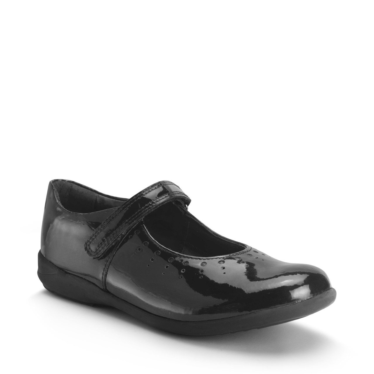 Study, Black patent Simply by Start-Rite girls rip-tape Dual-Fit school ...