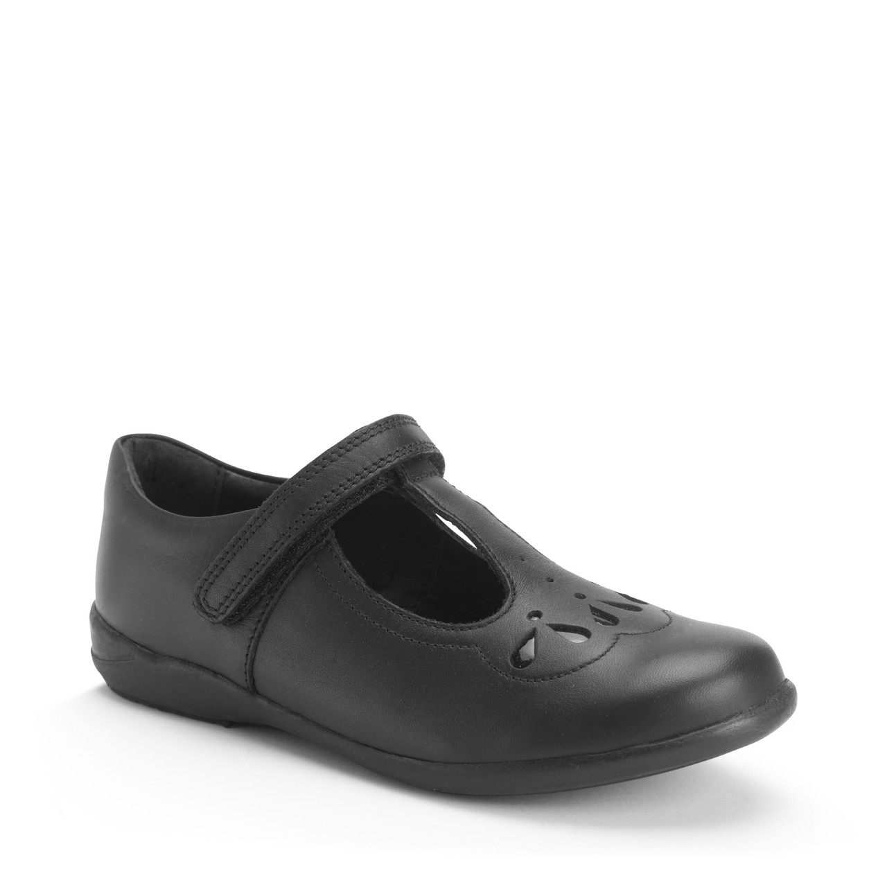 Novel, Black leather Simply by Start-Rite girls rip-tape Dual-Fit T-bar ...