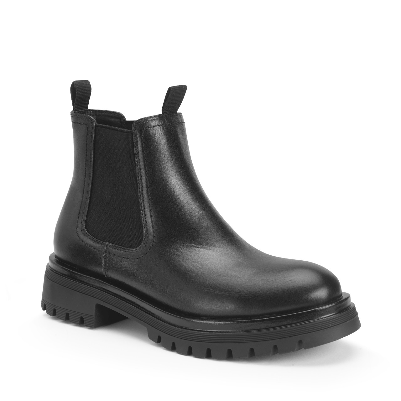 London, Black leather girls slip-on Angry Angels Chelsea boots