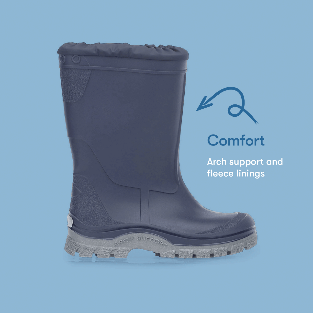 Mudbuster, Navy blue slip-on waterproof wellies