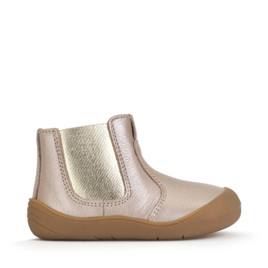 Little Chelsea, Taupe pearlised leather with gold elastic girls ankle ...