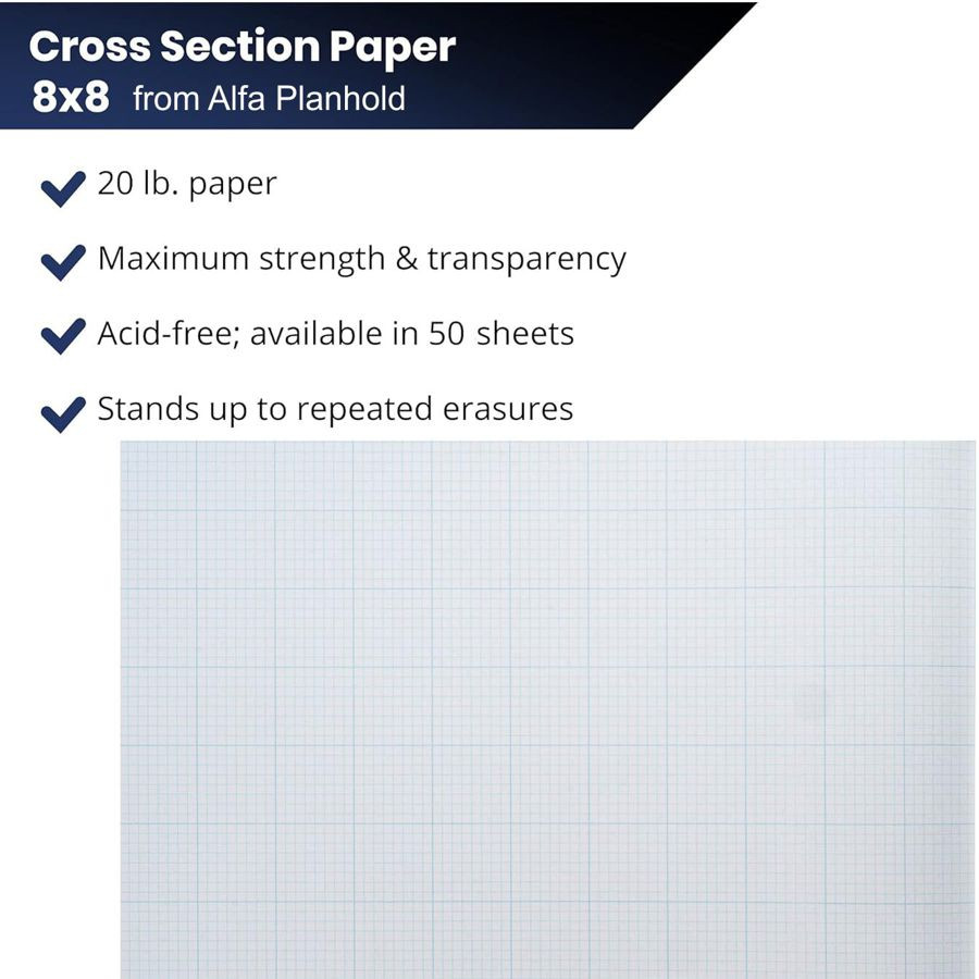 Alvin 8x8 Grid Cross Section Paper 11x17 Pad ALVIN 8x8 Grid Paper Pad ...