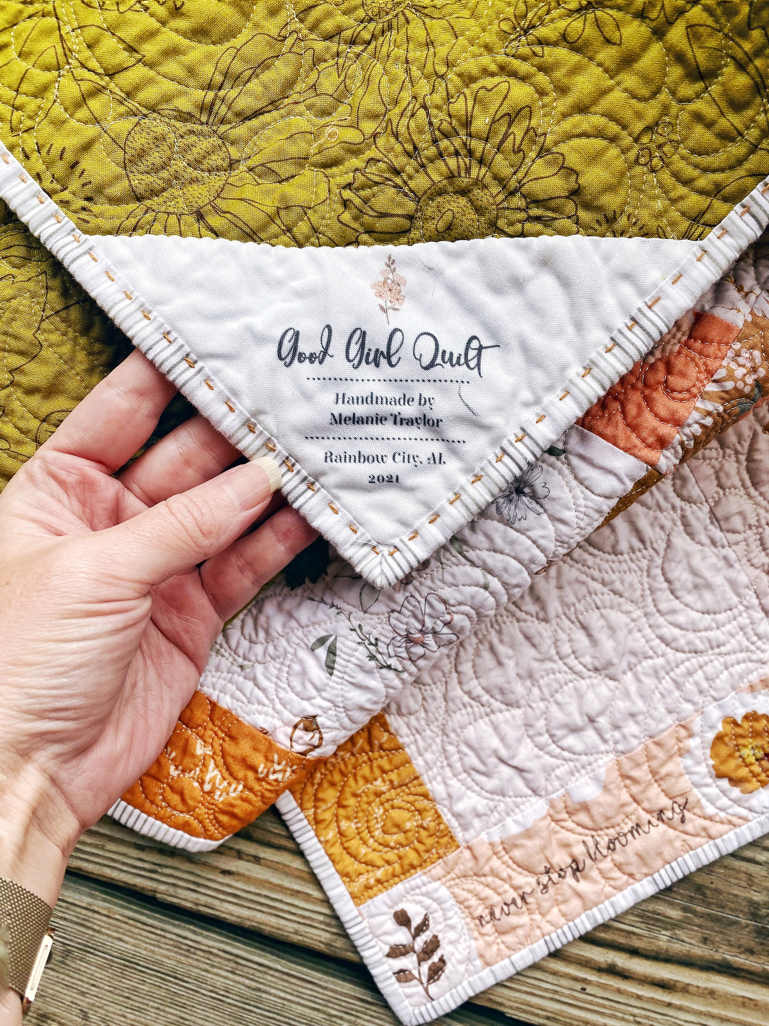 Good Girl Quilt Label - Personalized for you - Meander + Make