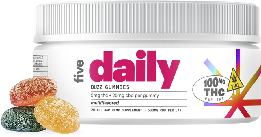 five Full Spectrum CBD + THC Gummies