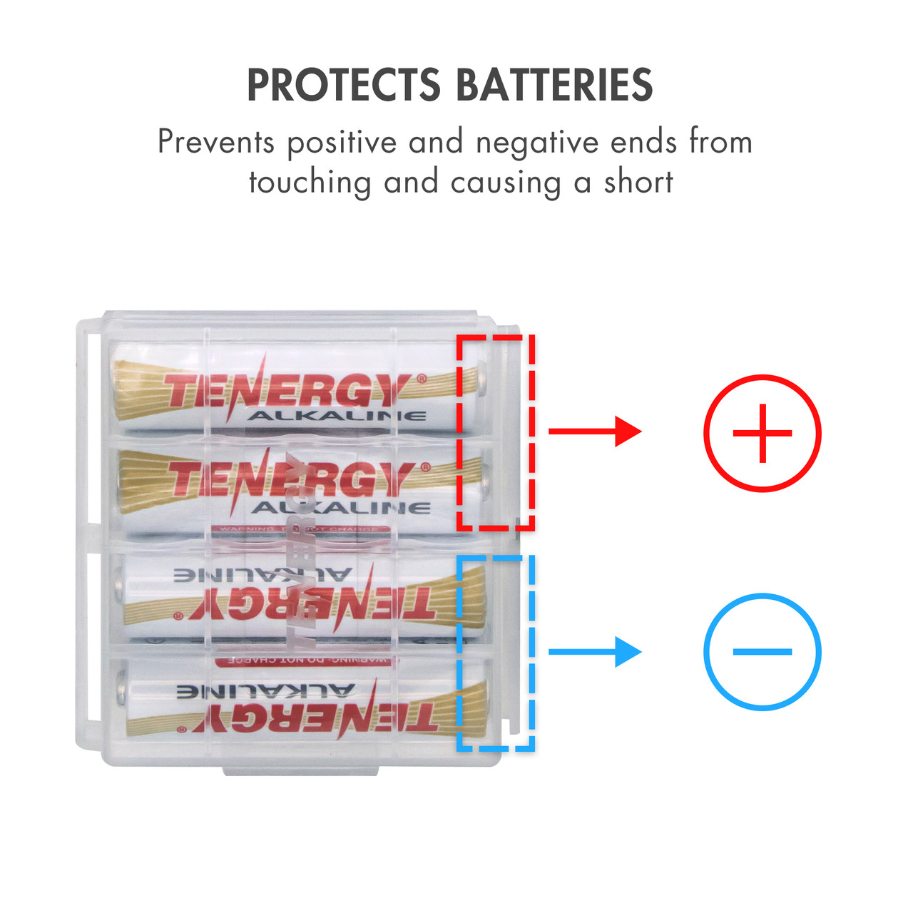 Tenergy Plastic Battery Cases (5AA/5AAA), 4 Slots - Tenergy