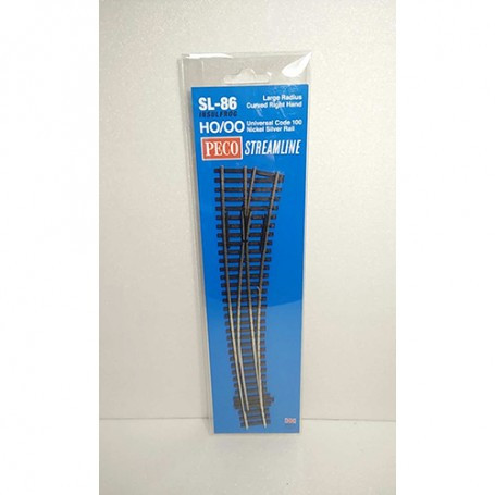 SL-86 - Peco HO Large Radius Curved Right Turnout Code 100