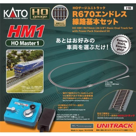 3-105 - Kato HO HM1 R670MM Basic Track Ovel With Power Pack SX