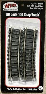 Atlas HO Code 100 Snap-Track 1/2-15" Radius Section #832