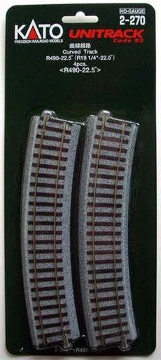 2-270 - Kato HO Curved Track R490 - 22.5 Degree R19 1/4” 4 Pack - The ...