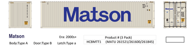 HCBMTT1 - Aurora HO 40ft, Containers 3-Pack, Matson