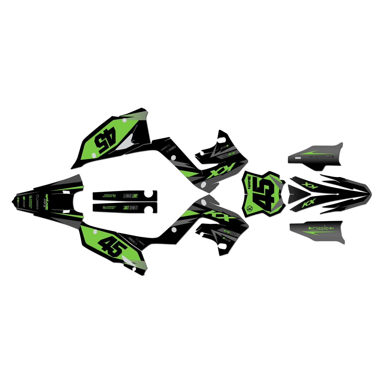 Kawasaki KX125 POLISPORT PLASTICS Graphics Kit (2003-2008)