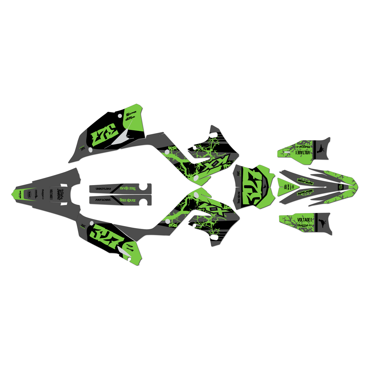 Kawasaki KX125 POLISPORT PLASTICS Graphics Kit (2003-2008)