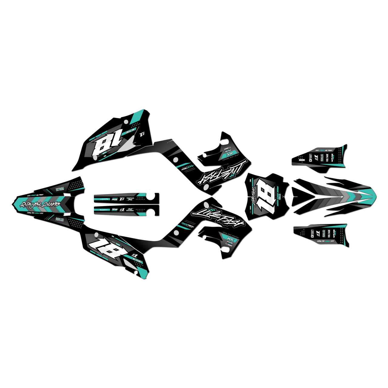 Kawasaki KX125 POLISPORT PLASTICS Graphics Kit (2003-2008)