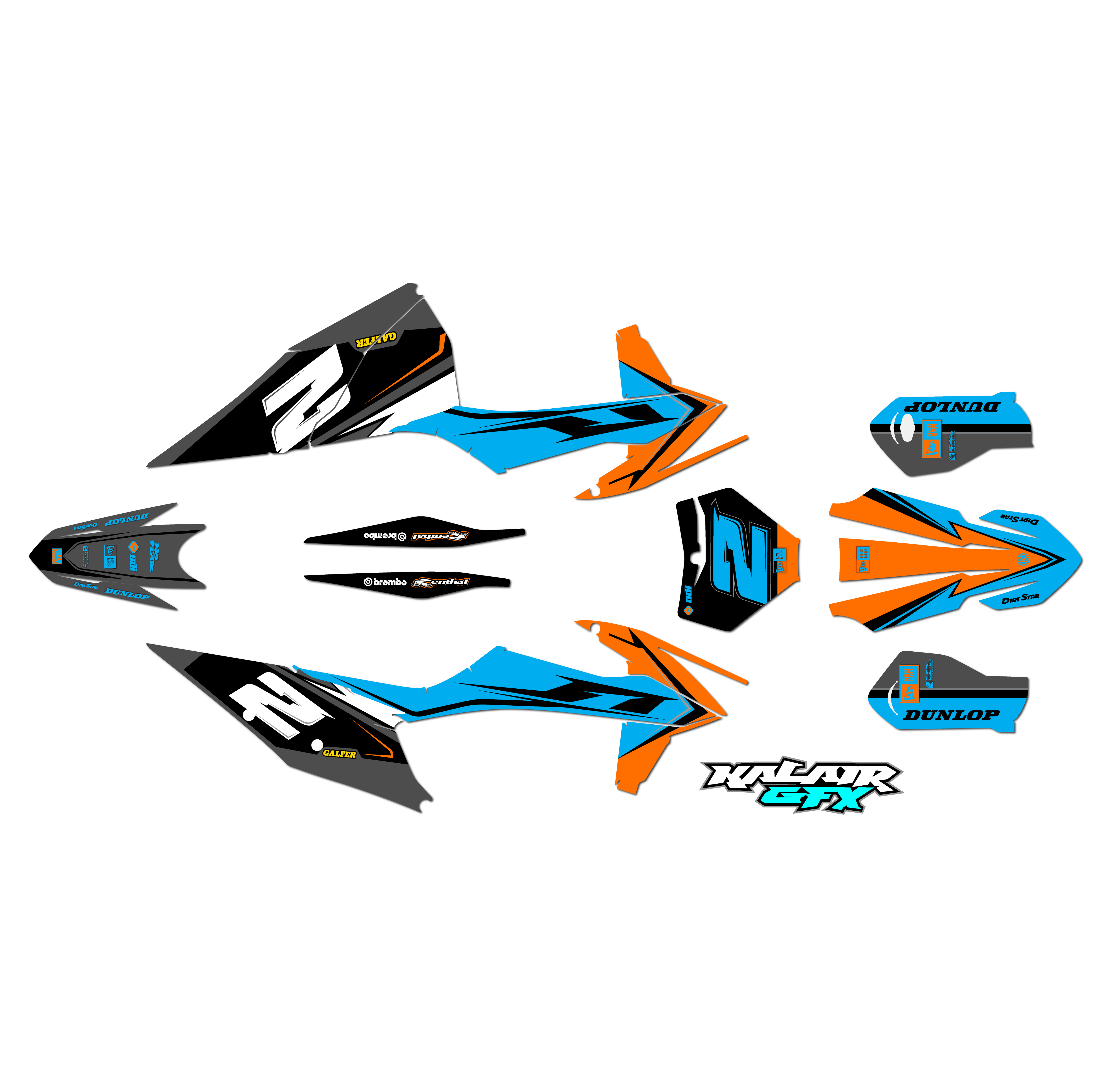 Graphics Kit for KTM Enduro 2-stroke 125 XC (2019-2022) Bold Series ...