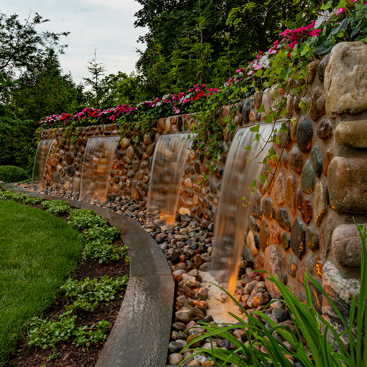 Formal Waterfalls | Retaining Wall Waterfall | Blue Thumb