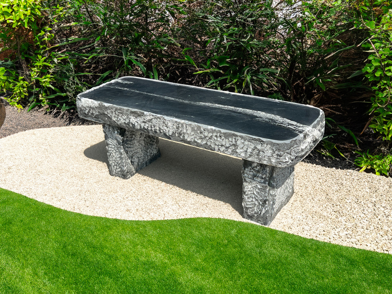 48" Marbled Granite Stone Bench | Garden Seating | Blue Thumb