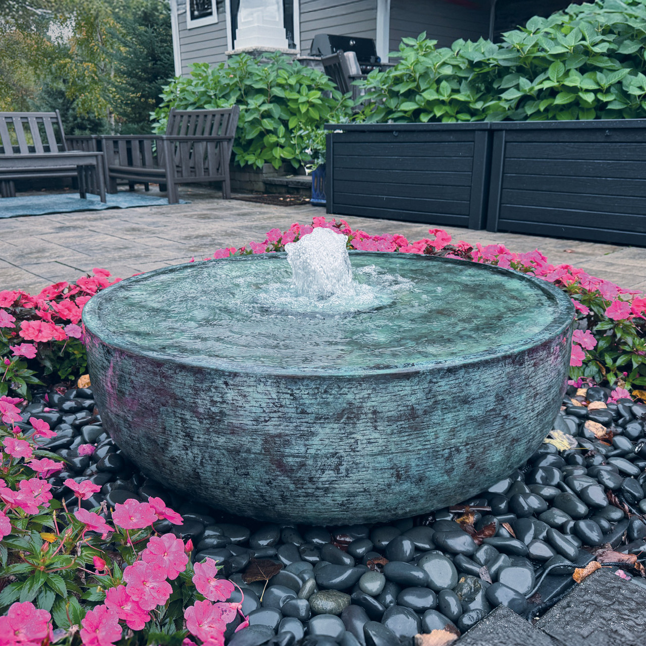 Brass Patina Reflection Bowl Complete Fountain Kit | Blue Thumb