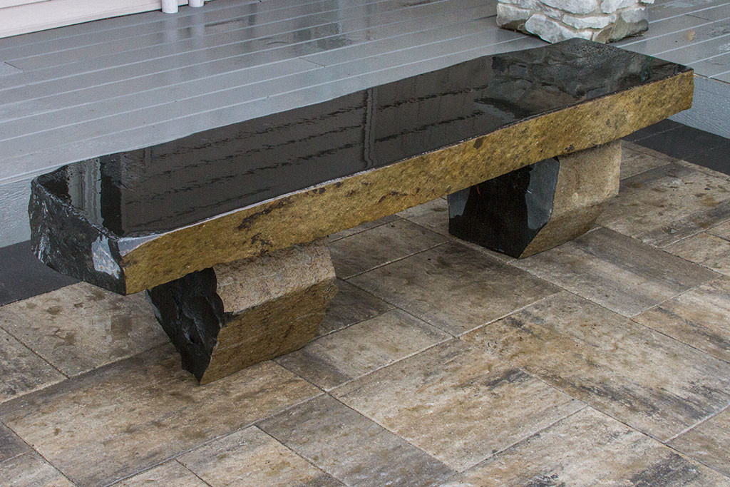 72"" Basalt Stone Bench | Natural Garden Accent | Blue Thumb