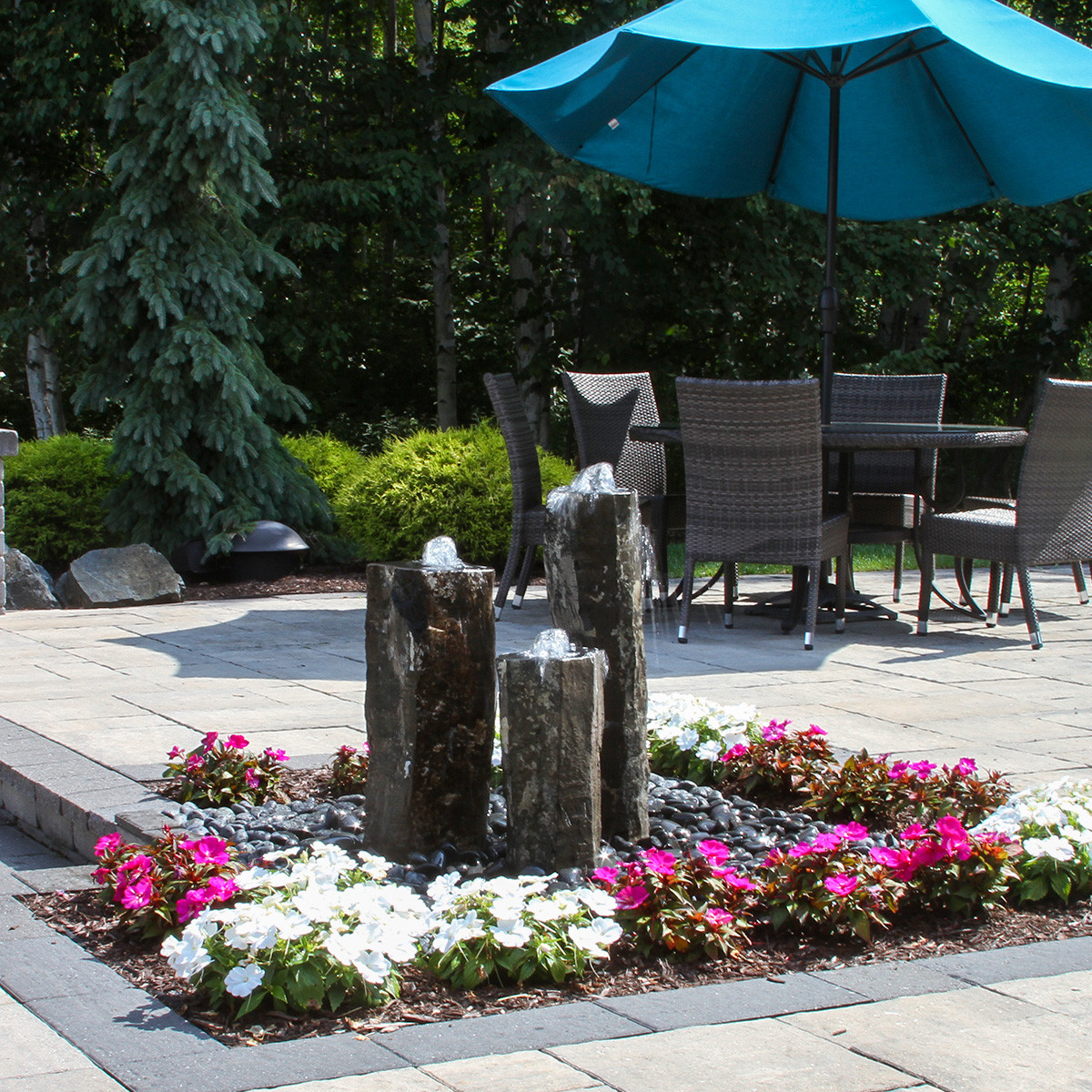 Hollowed-Out Basalt Water Fountain | Triple Fountain Kit | Blue Thumb