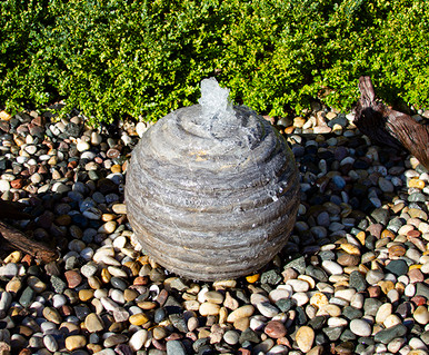 Fountains Large Ribbed Black Limestone Sphere - Granite Fountain Kit