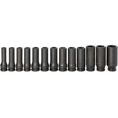 Ko-ken 1/2" Impact Socket Set, 6-Point Deep, 13 pcs w/ Metal Storage Case (14208M) - DRPD