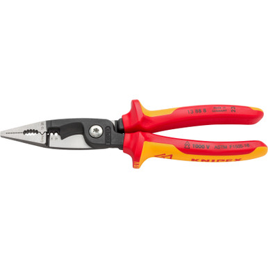 KNIPEX 6-in-1 Electrical Installation Pliers, VDE Insulated, 8" (13 88 ...