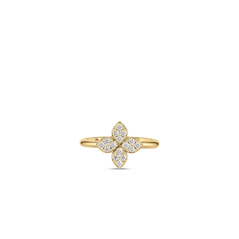 18K YELLOW GOLD LOVE IN VERONA MEDIUM PAVE DIAMOND FLOWER RING - R & M ...