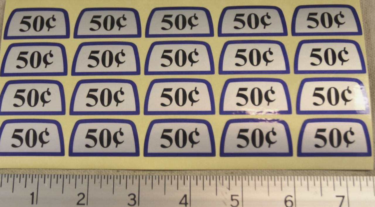 Authentic ESD 50 Cent Coin Slide Decal Stickers Sheet of 20