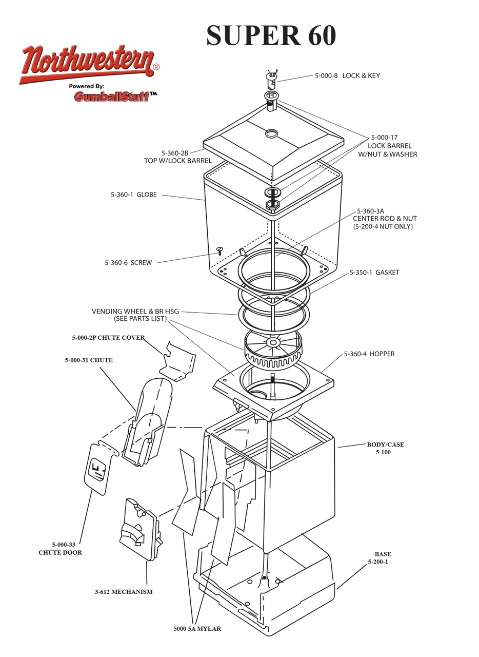 Super 60 Chute Door / Flapper (with Options) - GumballStuff: Bulk ...