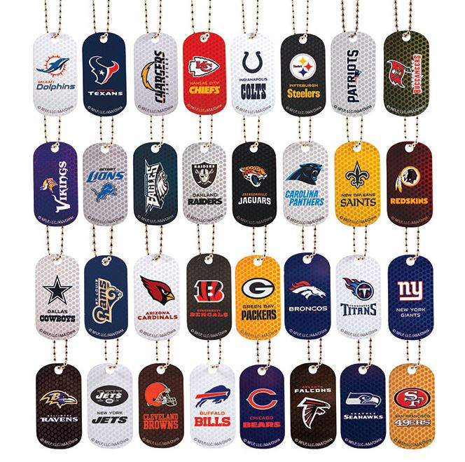 NFL Football Metal Dog Tags all 32 Teams - GumballStuff: Bulk Vending ...