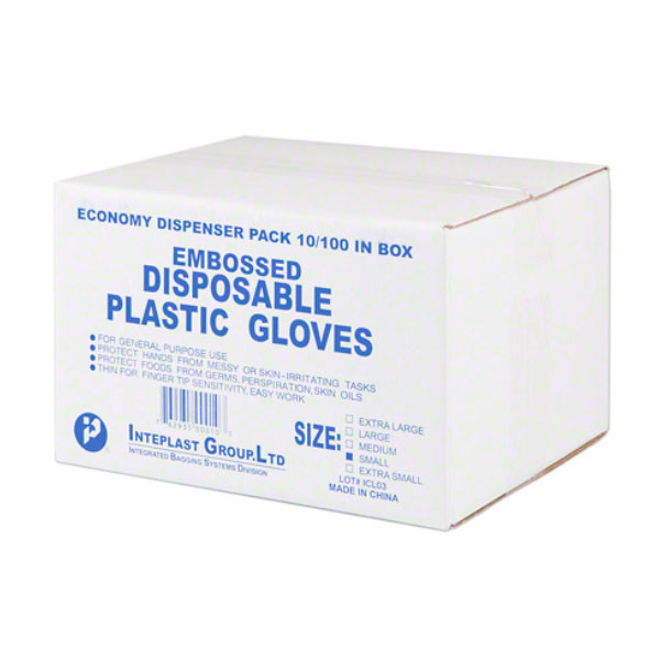 Inteplast GL-SMALL Embossed Poly Disposable Gloves - 1000/Box - Clearance