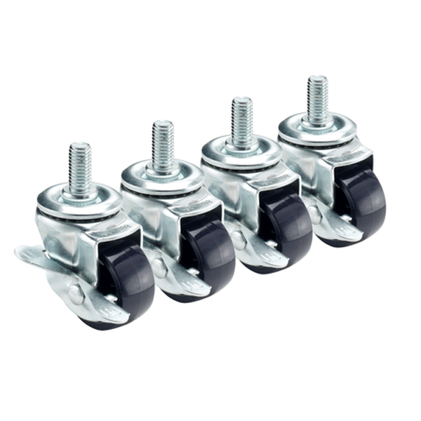 Krowne 28-139S 2" Low Profile Threaded Stem Caster, Swivel w/Brake - 4/Set