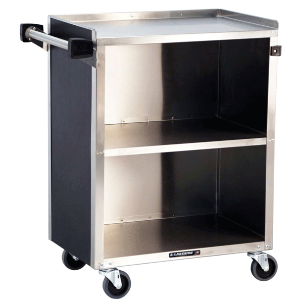 Lakeside 610 Enclosed Bussing Cart, 3-Shelf, SS