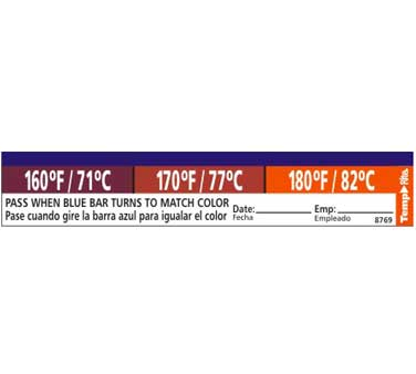 Taylor 8769 TempRite 3-in-1 Adhesive Dishwasher Temperature Test Labels ...