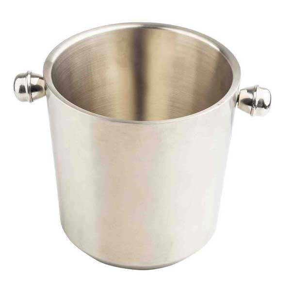Tablecraft 12932 4-1/2 Qt. Double Wall Wine Bucket w/ Knob Handles, SS