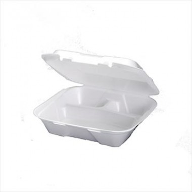 Genpak SN203 9" x 9" 3 Section Hinged Foam Takeout Container, White ...