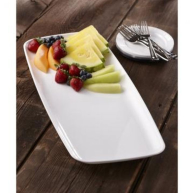 Sabert 2322 Mozaik 9" x 22" Disposable Rectangle Platter, White - 25/Case