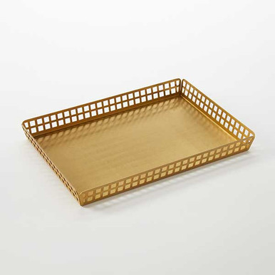 American Metalcraft LPLTG10 Gold Laser Cut Platter 10" x 7" x 1"H ...