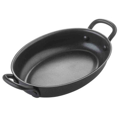 Tablecraft 12093 Oval Mini Serving Pan 12 oz., SS w/Black Non-Stick ...