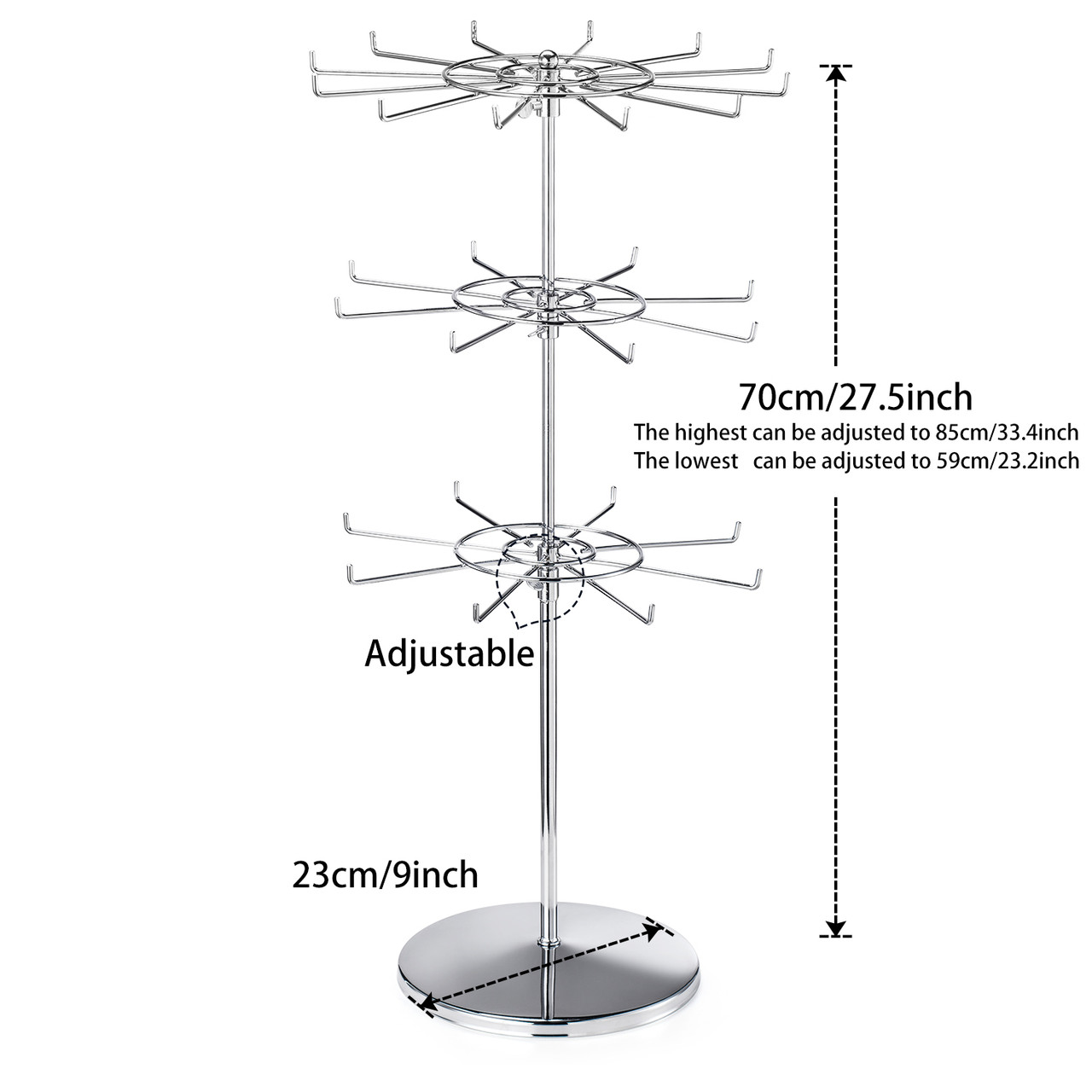 Polmart Countertop Heavy Duty Adjustable Three Tier Spinner Display ...