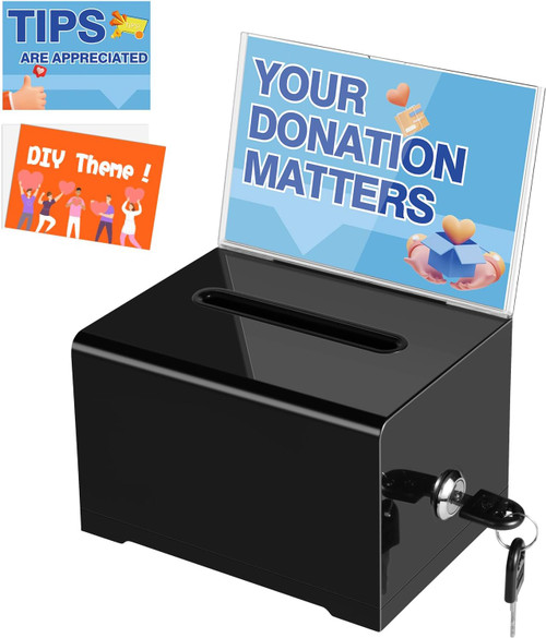 Polmart Black Donation/Tip/Suggestion/Business Card/Raffle Collection ...