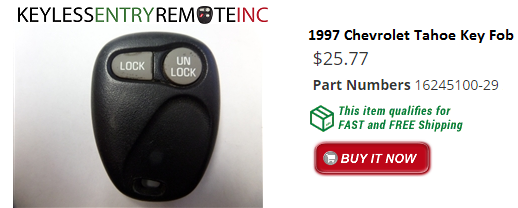 1997 Chevrolet Tahoe Key Fob Remote Programming Instructions - Keyless ...