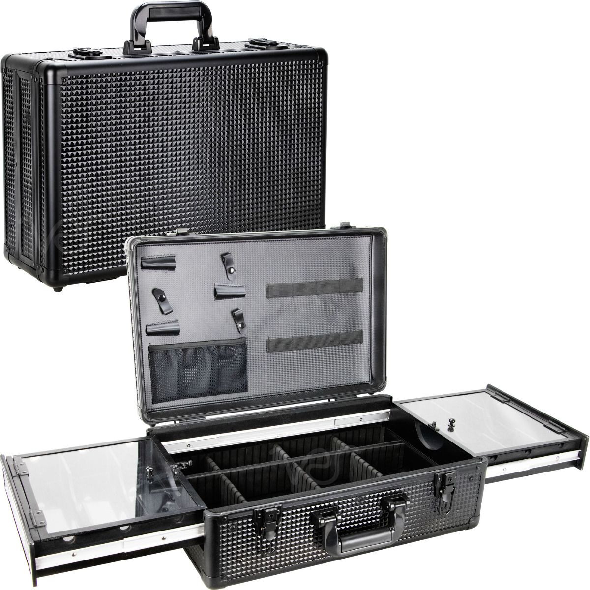 Just Case 6 Slot Sliding Barber Case Black Ice Cube - Barber Salon Supply