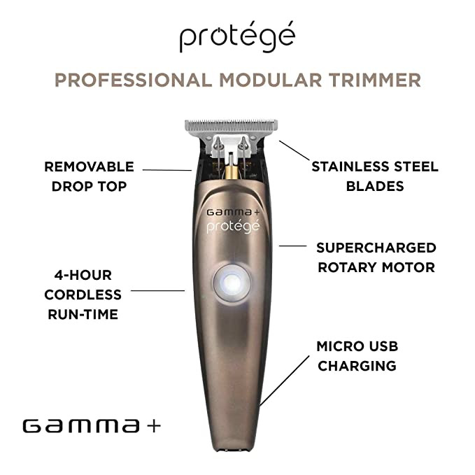 Gamma+ Professional Protégé GunMetal Cordless Trimmer - Barber Salon Supply